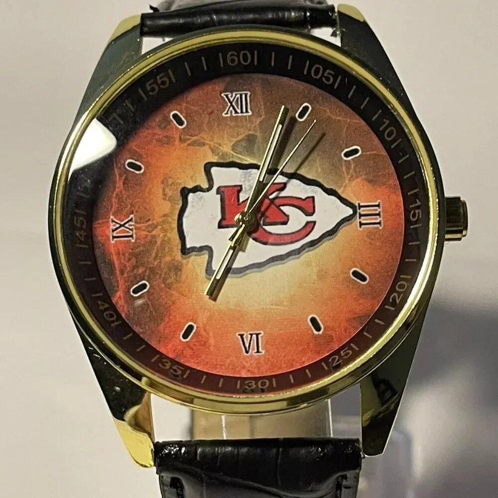 NFL | Accessories | Kansas City Chiefs Nfl Leather Band Mens Wristwatch ...